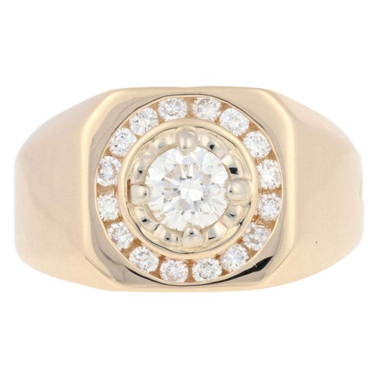 Men's La Kaiser 14 Karat Yellow Gold and Round Brilliant Diamond Ring ...