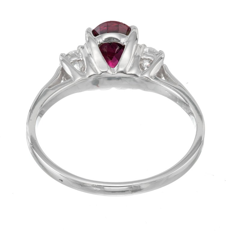 1.07 Carat Ruby Diamond White Gold Three-Stone Engagement Ring For Sale ...