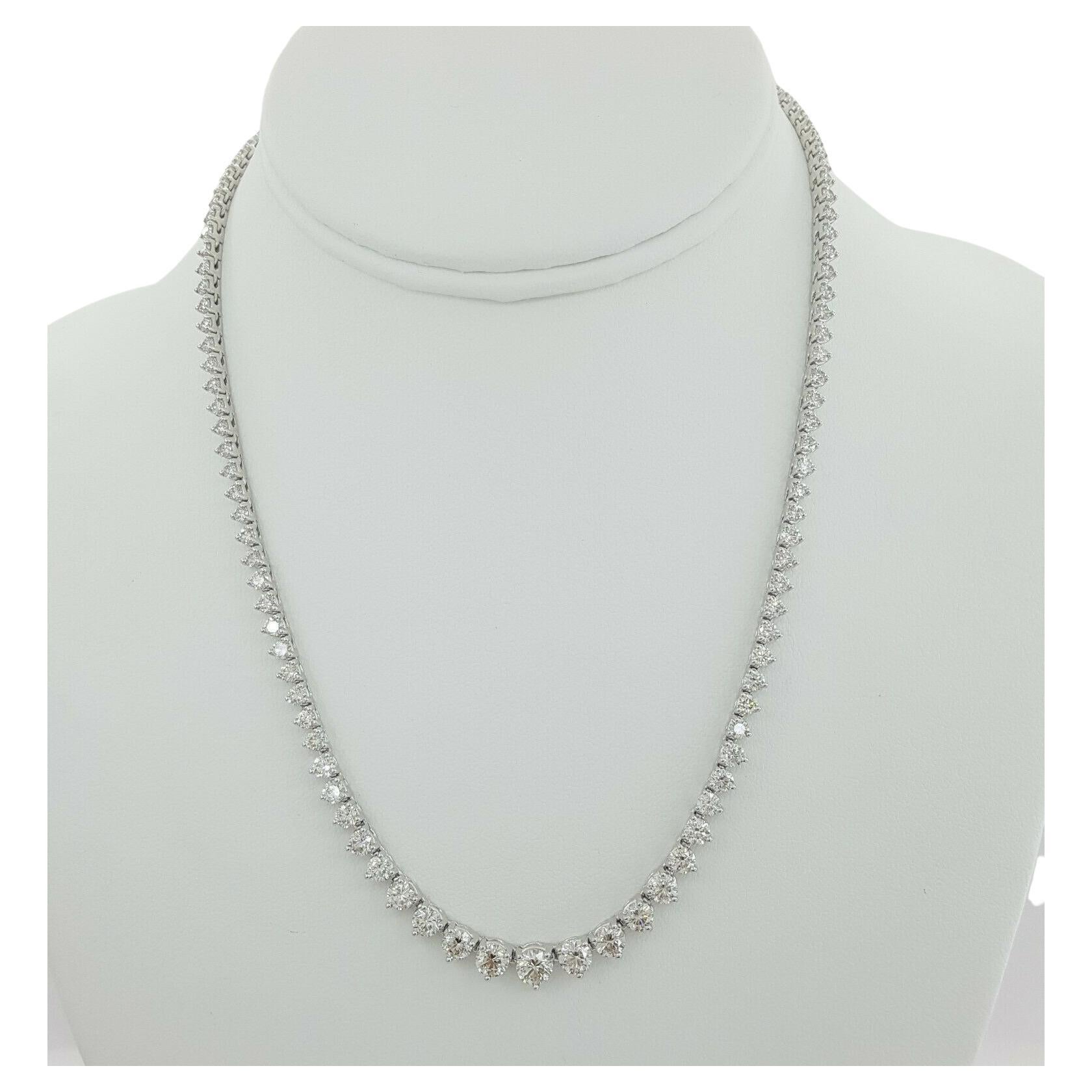 10 Carat Round Brilliant Cut Diamond Tennis Necklace Set in 18 Carat ... 10 Carat Round Brilliant Cut Diamond Tennis Necklace Set in 18 Carat ...