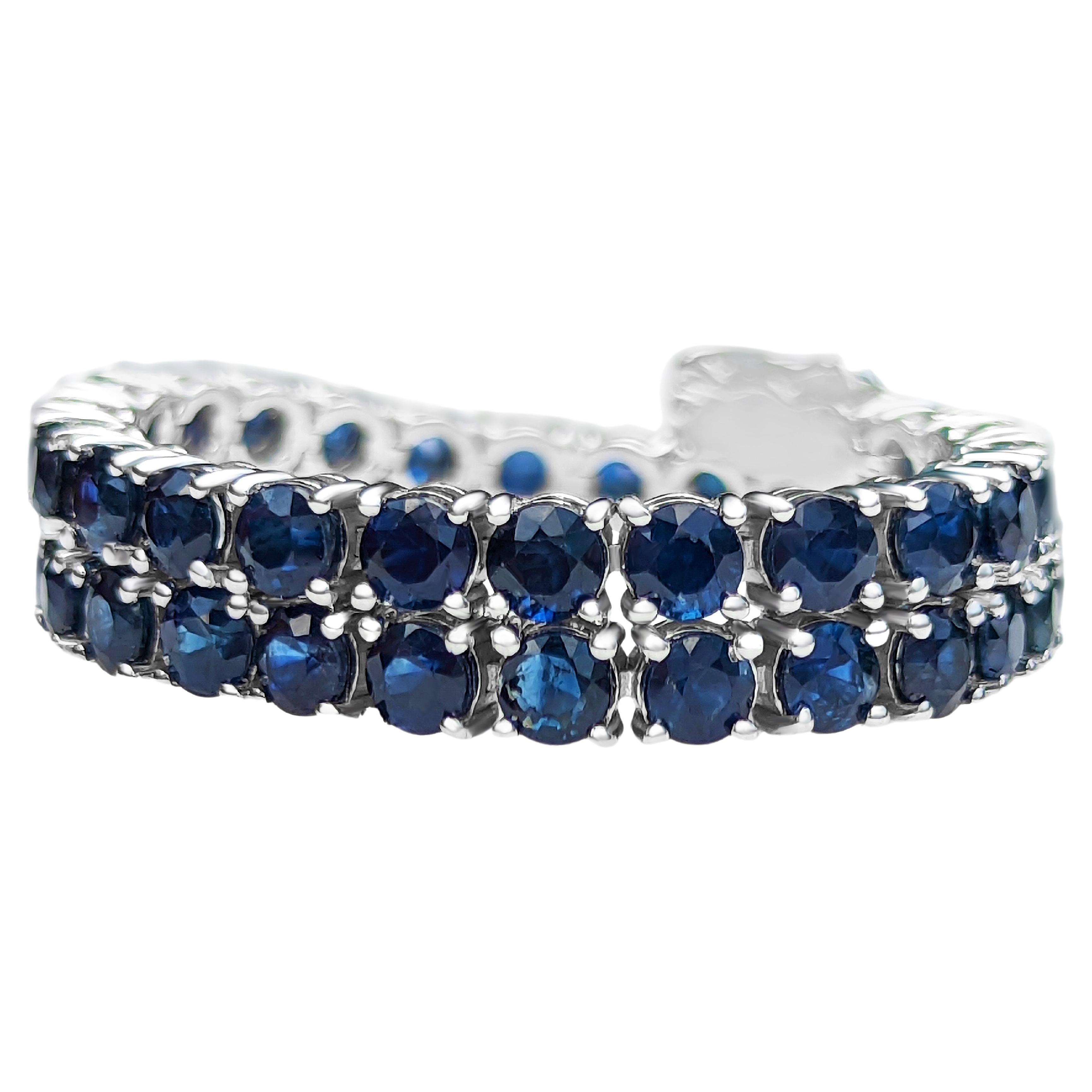 22.30 Carat Blue Sapphire Tennis Riviera, 14 Kt. White Gold, Bracelet For Sale at 1stDibs
