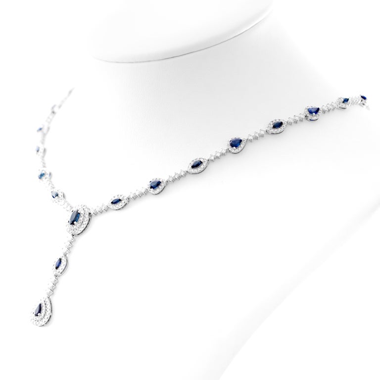 10.78 Tcw Natural Sapphire and Diamond Collier Necklace For Sale at 1stDibs