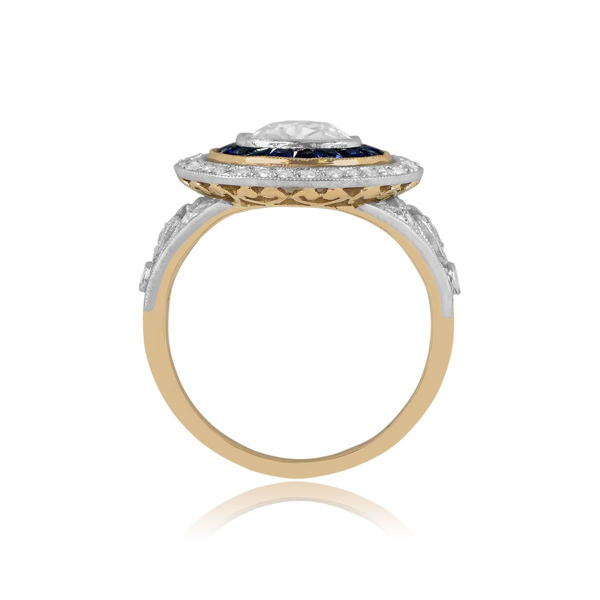 1.07ct Antique Pear Shape Diamond Engagement Ring, Double Halo ...