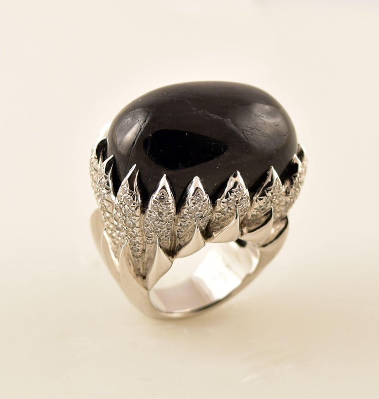 108 Carat Black Obsidian and Diamond Gold Ring Tony Duquette Fine ...