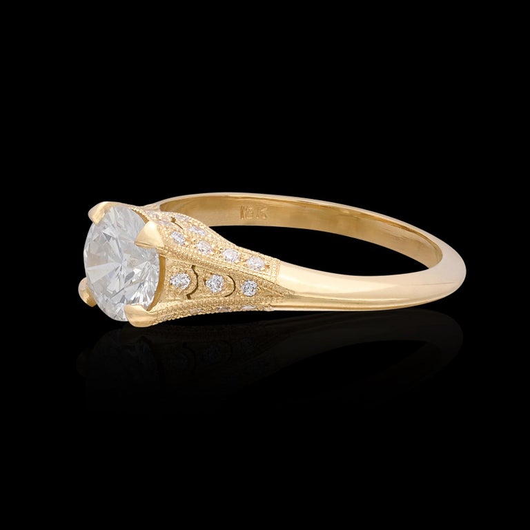 1.08-Ct. Diamond and Yellow Gold Engagement Ring For Sale at 1stDibs