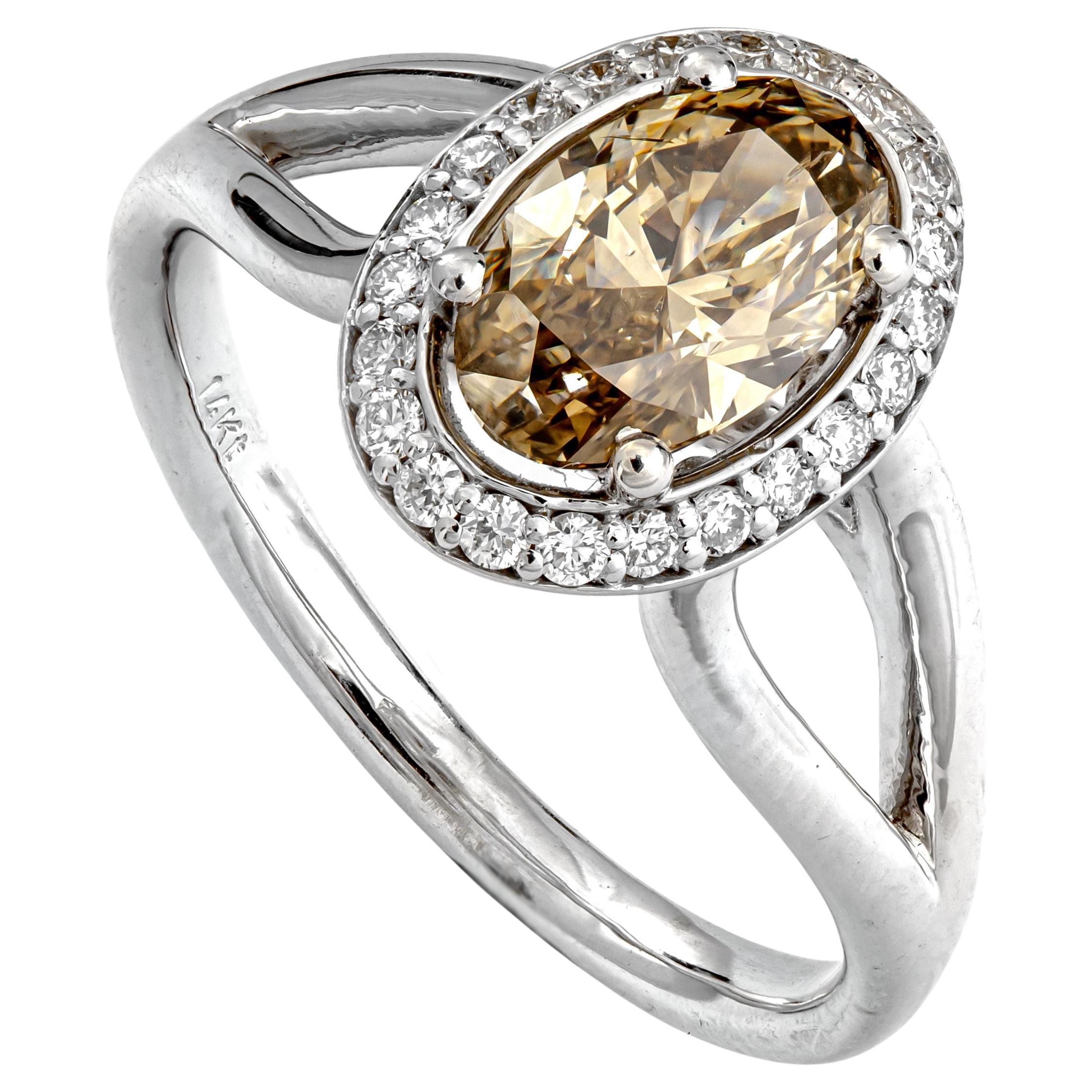 4.26Ct Fancy Cognac Diamond Frame Ring at 1stDibs