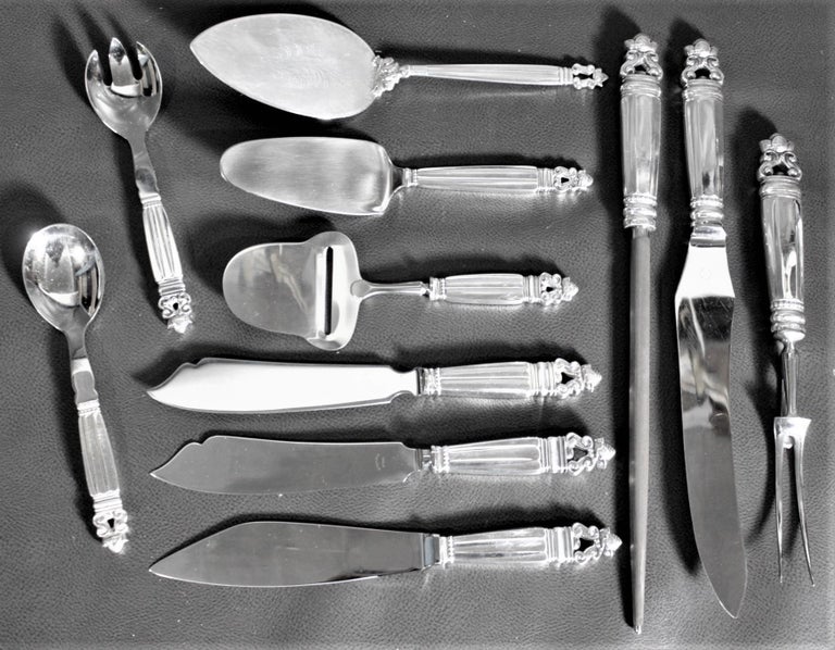 108 Piece Georg Jensen 'Acorn' Sterling Silver Flatware Set with Many ...