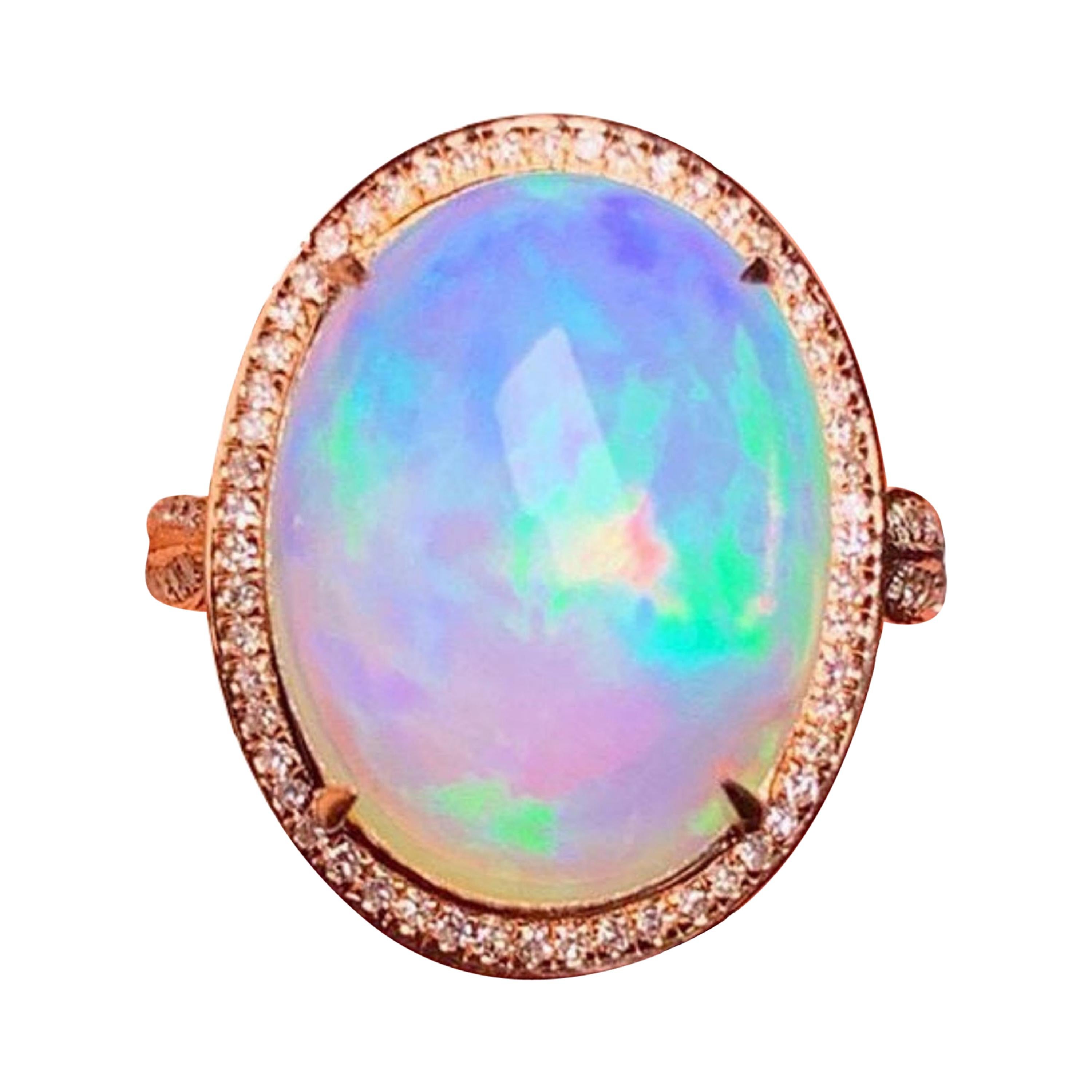 Over the Top Opal Ring with Diamonds For Sale at 1stDibs