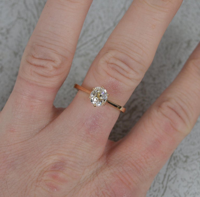 1.08ct Old Cut Diamond and 18ct Yellow Gold Solitaire Engagement Ring ...