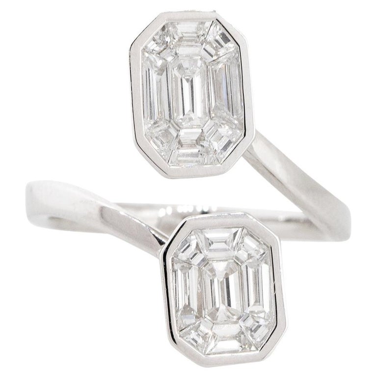 1.09 Carat Diamond Mosaic Open Bypass Ring 18 Karat in Stock For Sale ...