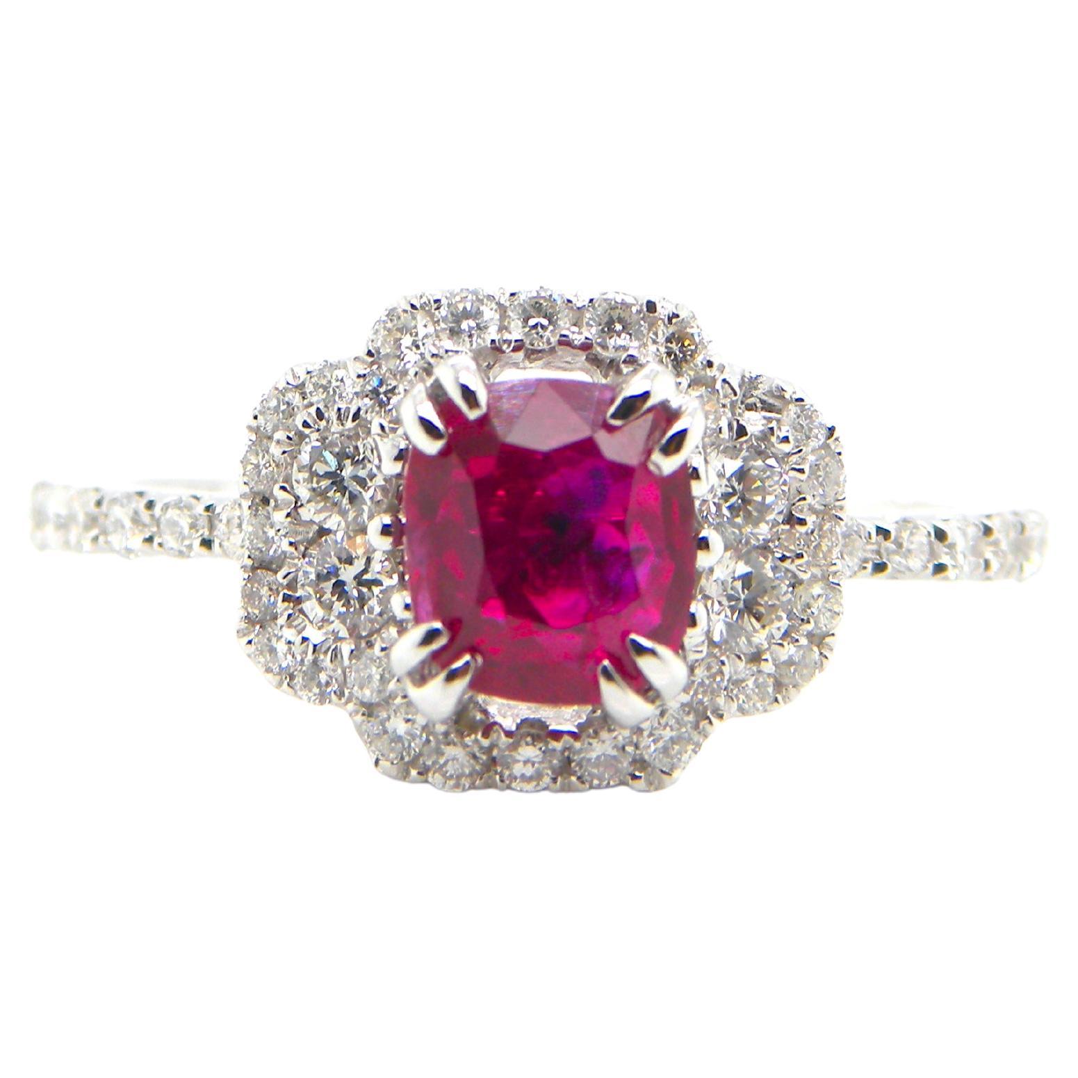 GILIN GRS Certified 2.15 Carat Pigeon's Blood Burmese Ruby Diamond Ring ...