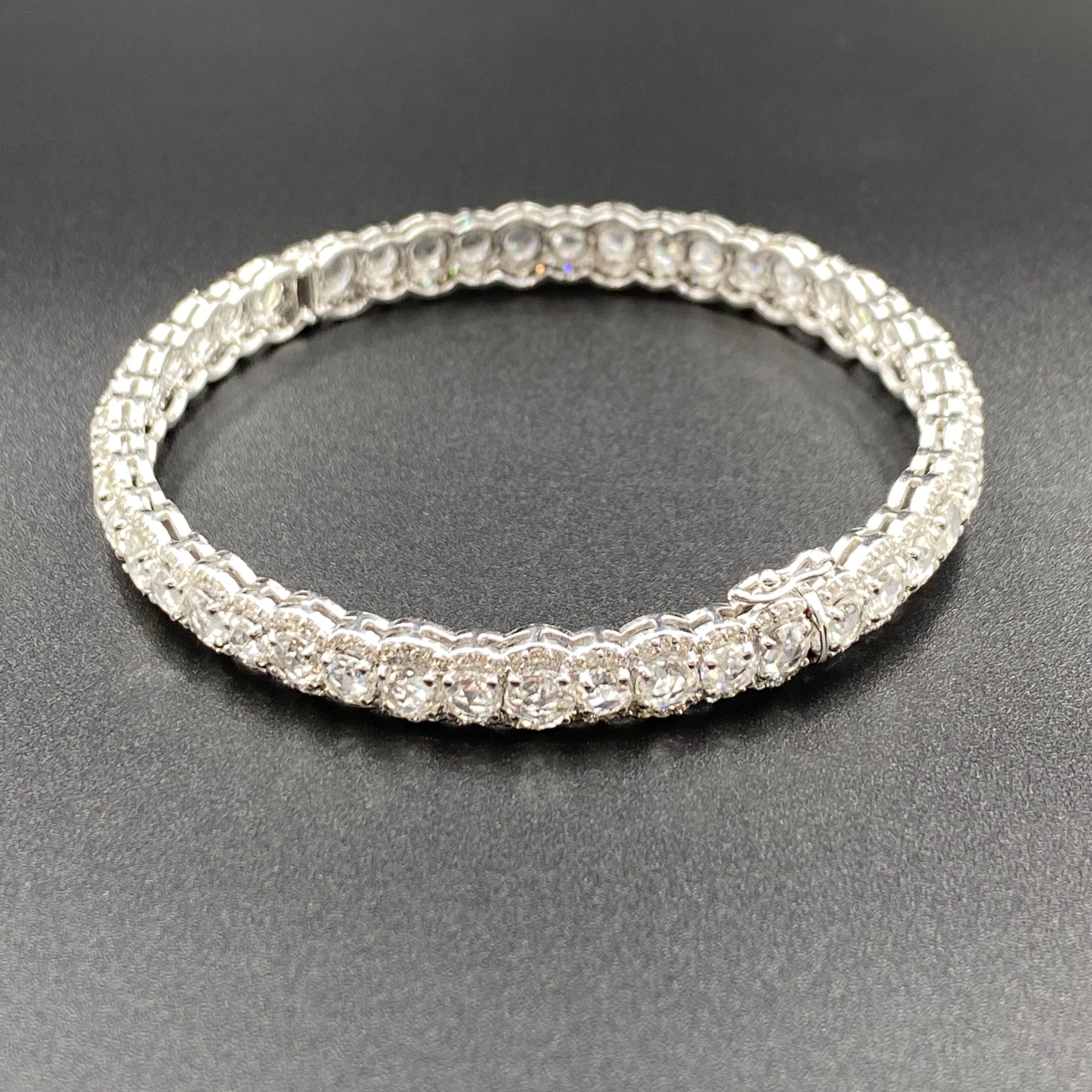 10.91 Carat Rose Diamond Bracelet, Made in 18 Karat White Gold For Sale ...