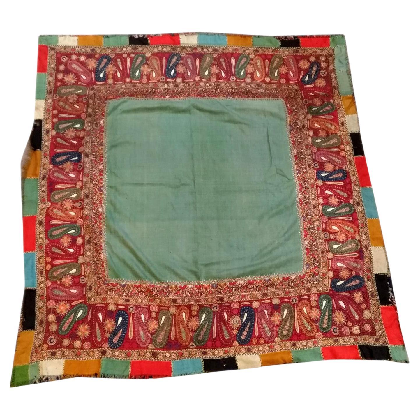 Antique Indian Handmade Paisley Textile Shawl with Brilliant Colors For ...