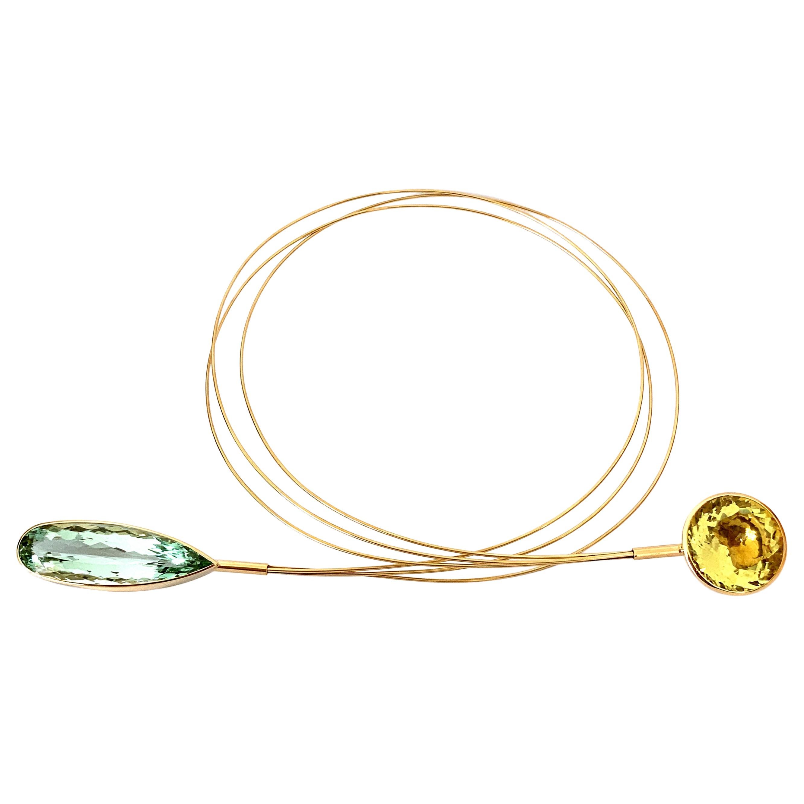 Georg Spreng - 109ct Necklace 18K Yellow Gold with Citrine and Green ...