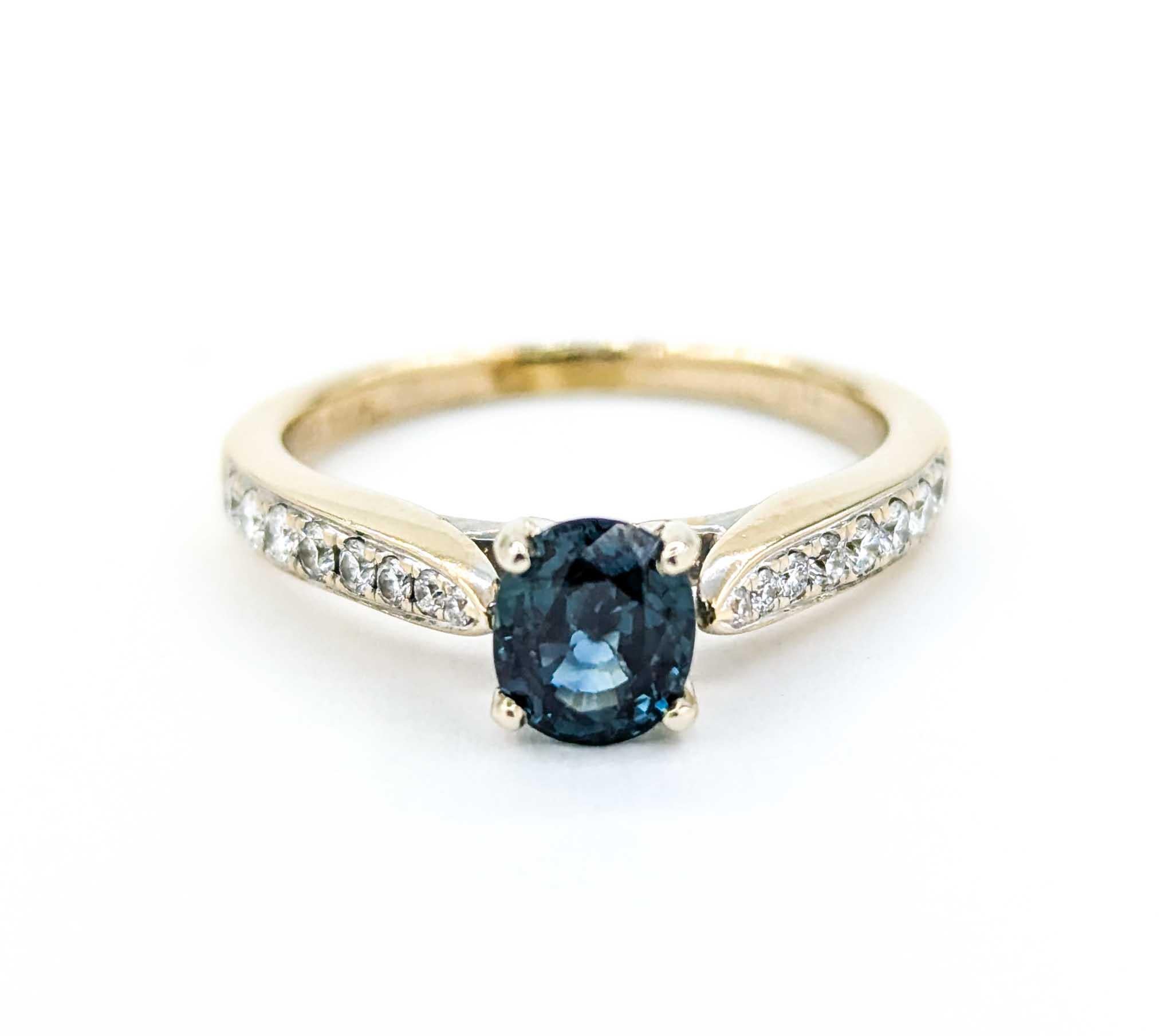 1.09ct Sapphire and Diamond Ring in Two Tone Yellow and White Gold For ...