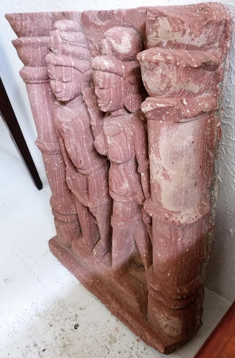 10th Century Red Sandstone Relief of a Mithuna Couple For Sale at 1stDibs