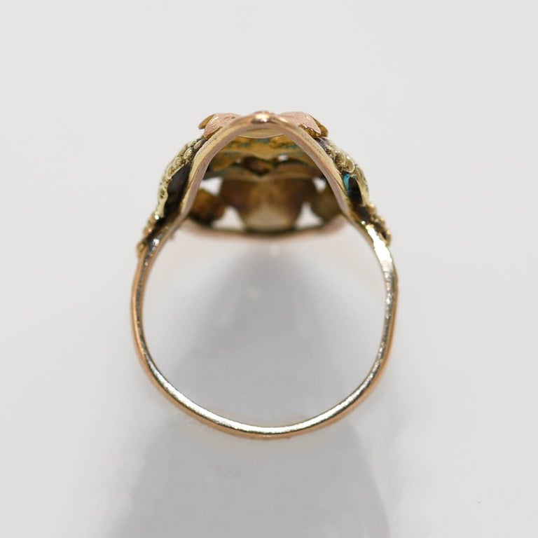 10k 2-Tone Vintage Leaf Design Ring, 3.6gr For Sale at 1stDibs