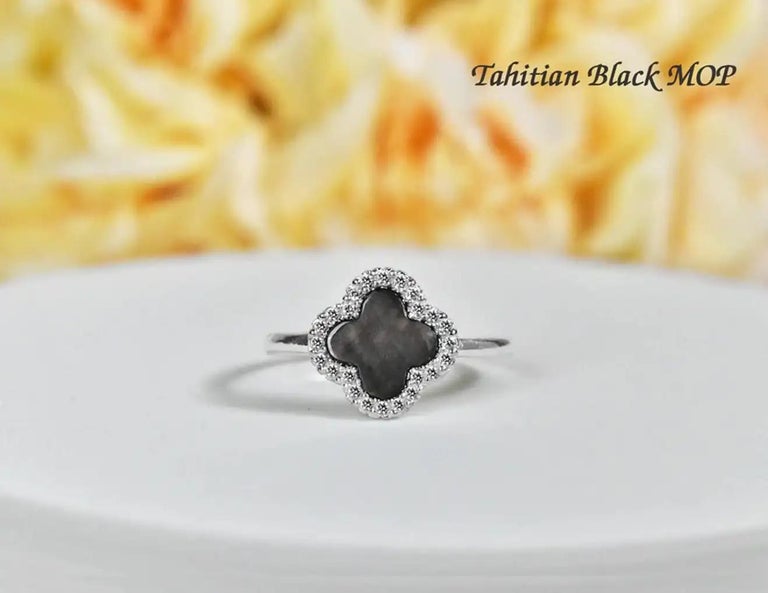 Customizable 10k Gold Gemstone Clover Ring Solid Gold Diamond For Sale ...