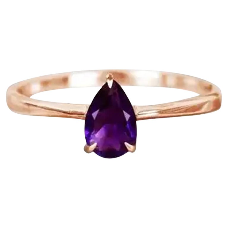 Customizable 10k Gold Pear Gemstone 7x5 mm Pear Gemstone Ring ...