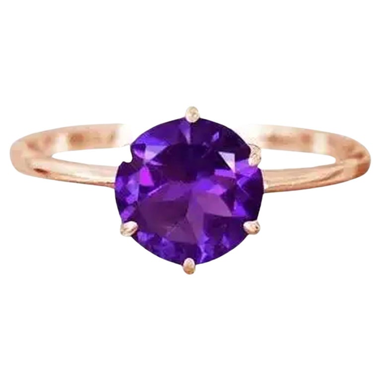 Customizable 10k Gold Round Gemstone 8x8 mm Round Gemstone Ring Engagement Ring For Sale at 1stDibs
