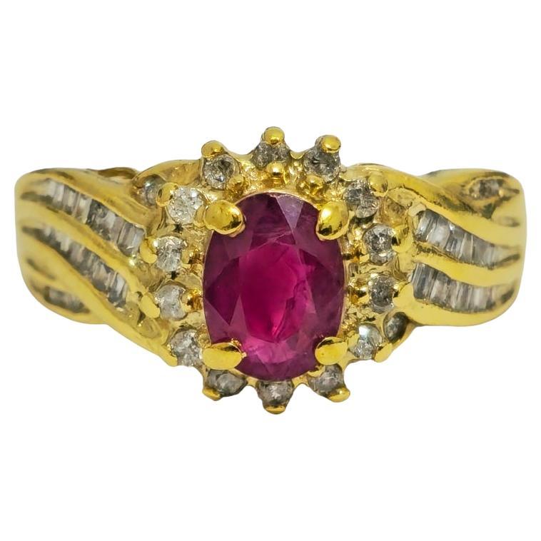 10k Gold Ruby and Diamond Ring For Sale at 1stDibs