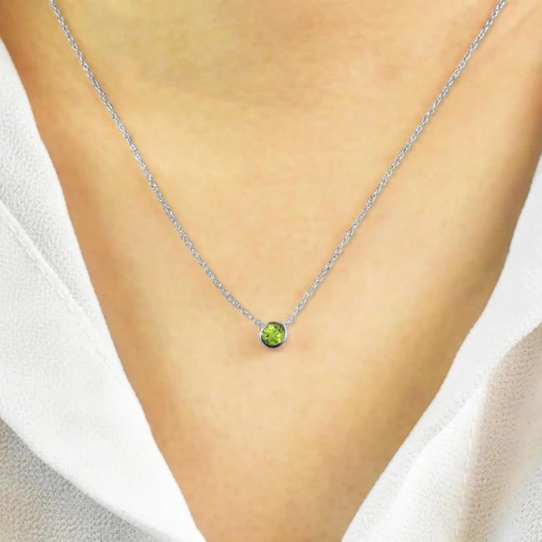 10k Gold 4 mm Solitaire Gemstone Necklace Birthstone Necklace Gemstone ...
