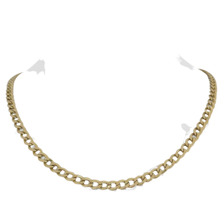 10k Karat Yellow Gold Hollow Light Curb Link Chain Necklace Turkey For ...