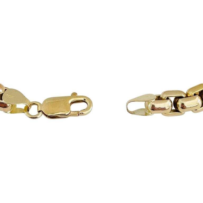 10k Karat Yellow Gold Solid Heavy Men's Box Link Chain Bracelet For ...