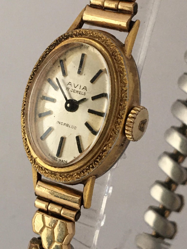 10K Rolled Gold/Stainless Steel Back Vintage 1970s Avia Ladies ...