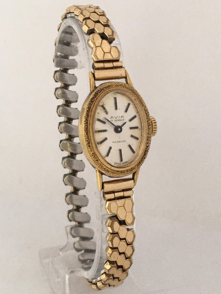 10K Rolled Gold/Stainless Steel Back Vintage 1970s Avia Ladies ...