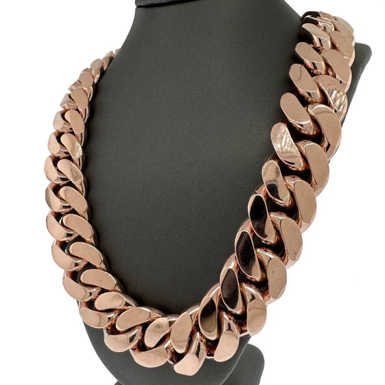 10k Rose Gold Cuban Link Chain Necklace 535.39 Grams For Sale at 1stDibs