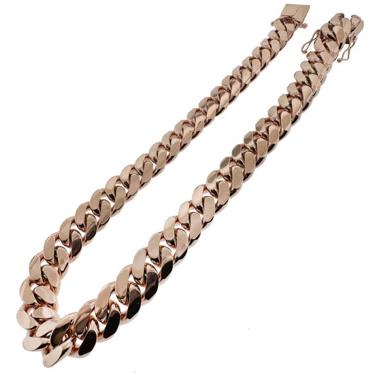 10k Rose Gold Cuban Link Chain Necklace 535.39 Grams For Sale at 1stDibs