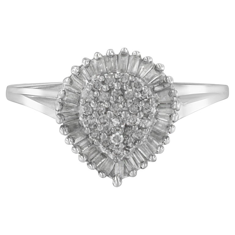Customizable 10k White Gold 1 2 Carat Diamond Cluster Ring For Sale At