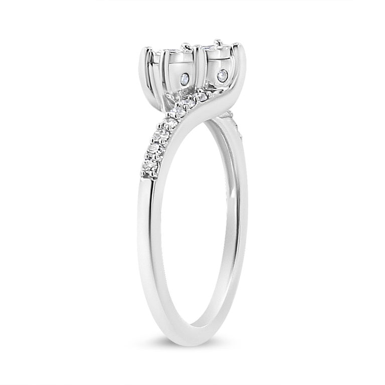 10k White Gold 1/4 Carat Miracle Set Round Cut Diamond Two-Stone Ring ...