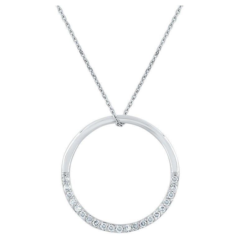 10K White Gold Diamond Open Circle Pendant For Sale at 1stDibs
