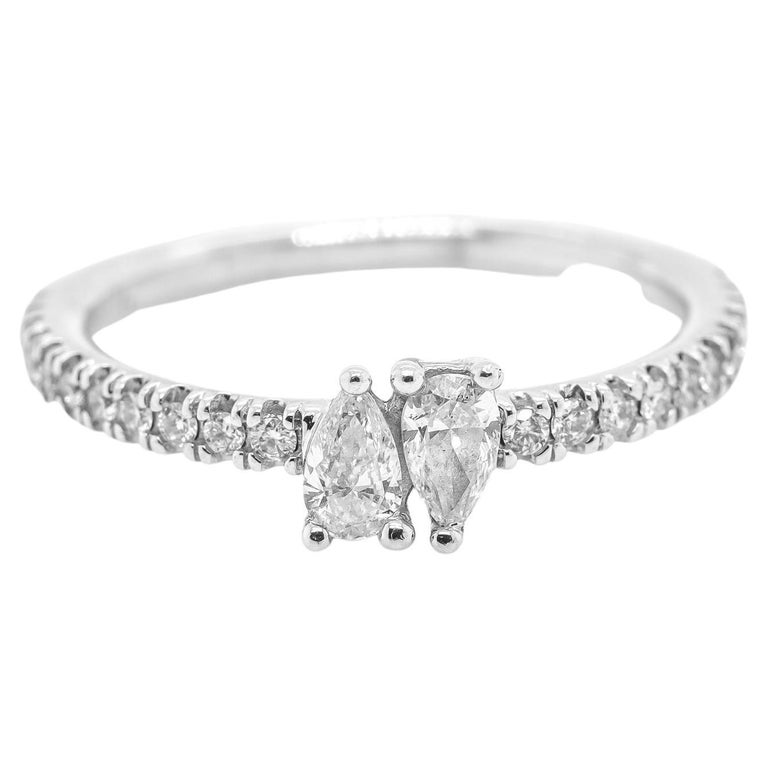 10k White Gold Natural Double Pear Diamond Cocktail/Engagement Ring 0 ...