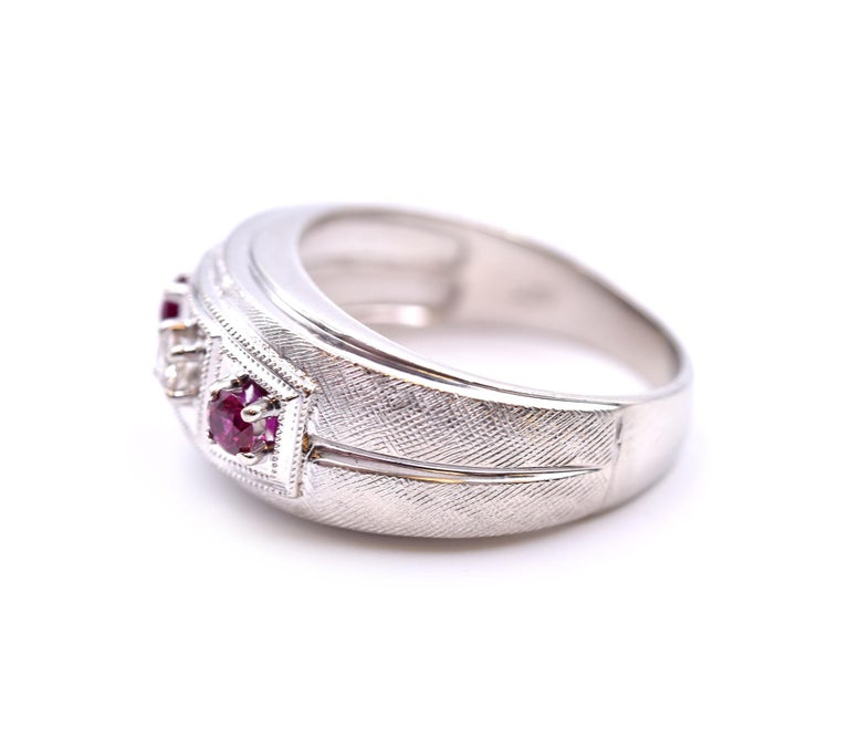 10 Karat White Gold Ruby and Diamond Ring at 1stDibs