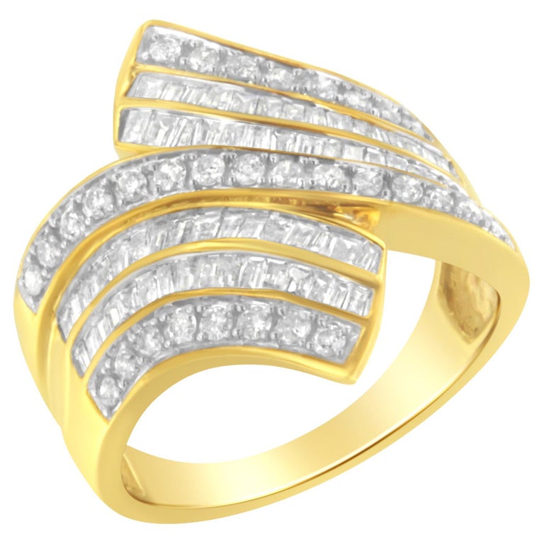 Customizable 10K Yellow Gold 1 1/7 Carat Diamond Bypass Ring For Sale ...