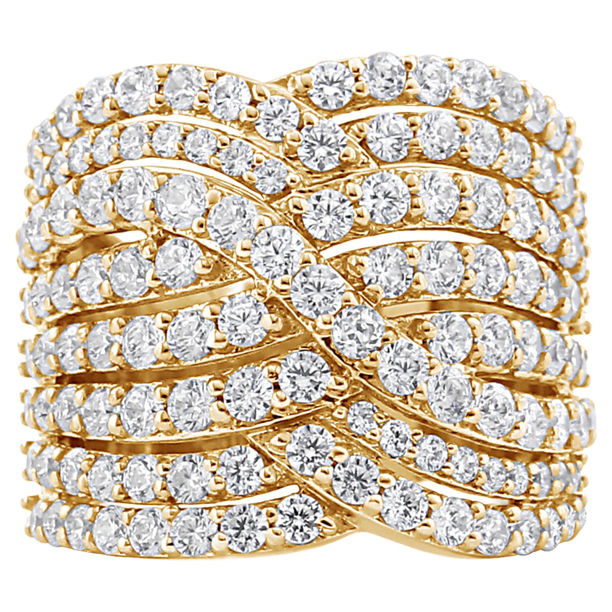 Customizable 10K Yellow Gold 3.0 Carat Diamond Eight-Row Bypass ...