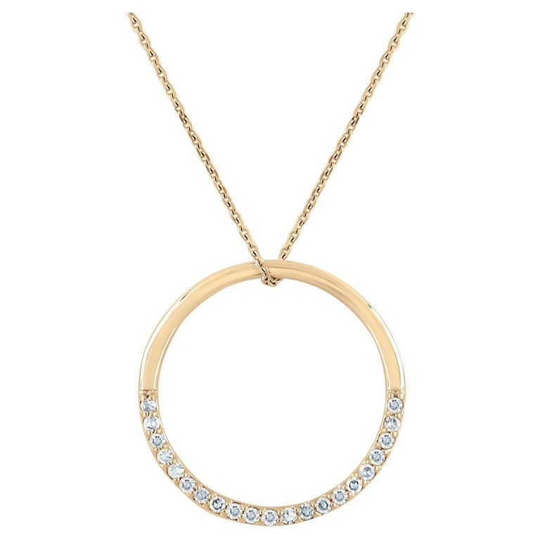 10K Yellow Gold Diamond Open Circle Pendant For Sale at 1stDibs