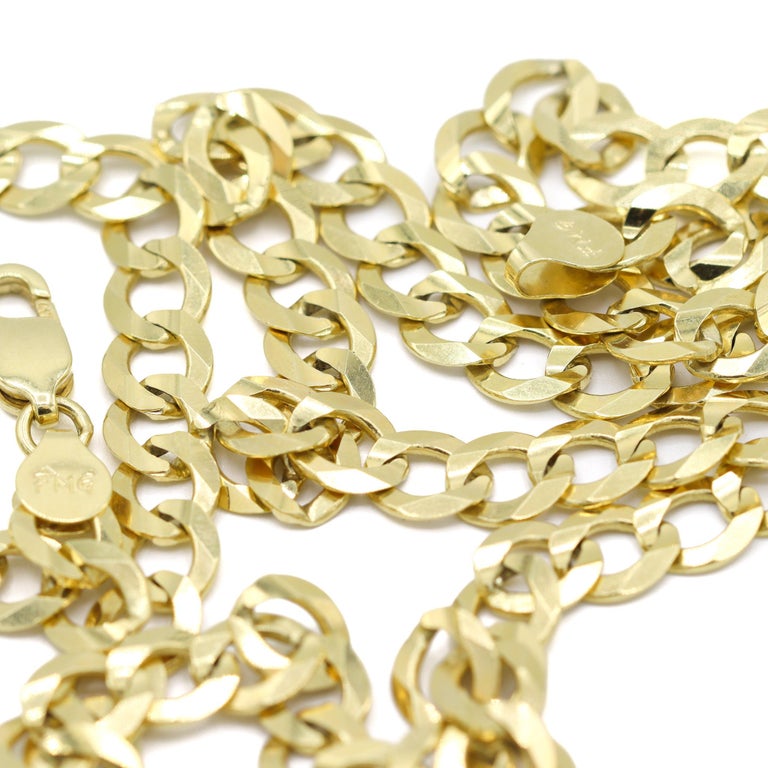 10K Yellow Gold Flat Cuban Link Chain For Sale at 1stDibs