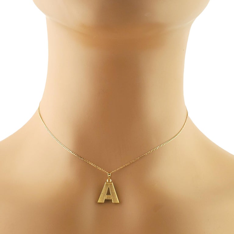 10k Yellow Gold Letter a Pendant For Sale at 1stDibs