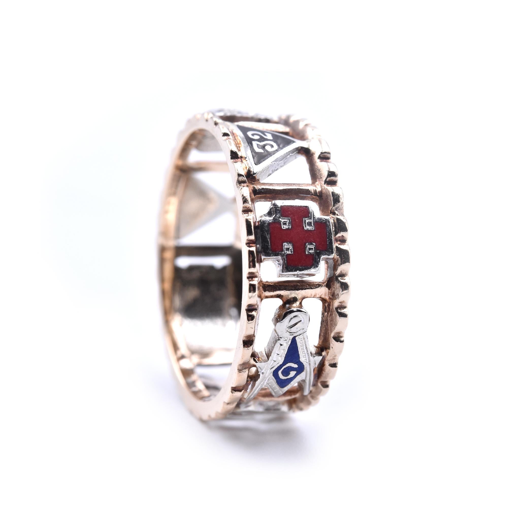 10 Karat Yellow Gold Masonic Band Ring at 1stDibs | masonic band rings