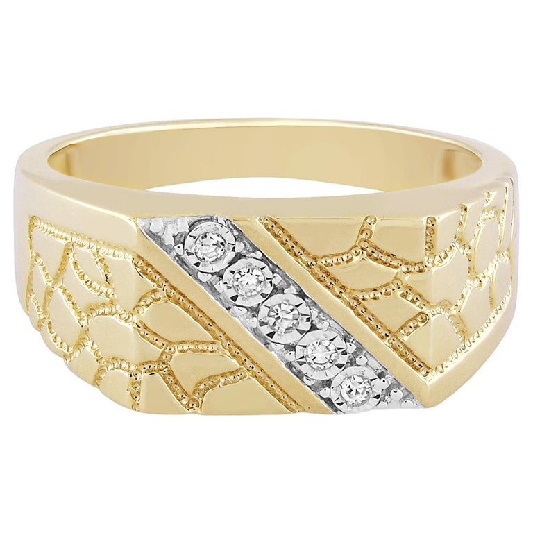 Bague la mode en or jaune 10 carats avec diamants pour hommes En vente ...