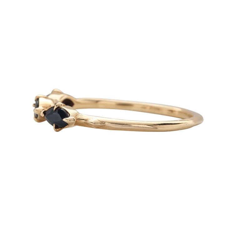 10k Yellow Gold Mystical Marquise 3-Stone Stack Ring with Midnight Blue ...