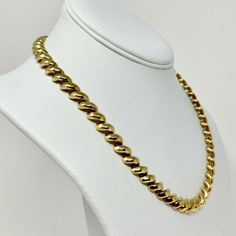 10 Karat Yellow Gold San Marco Macaroni Link Necklace For Sale at ...
