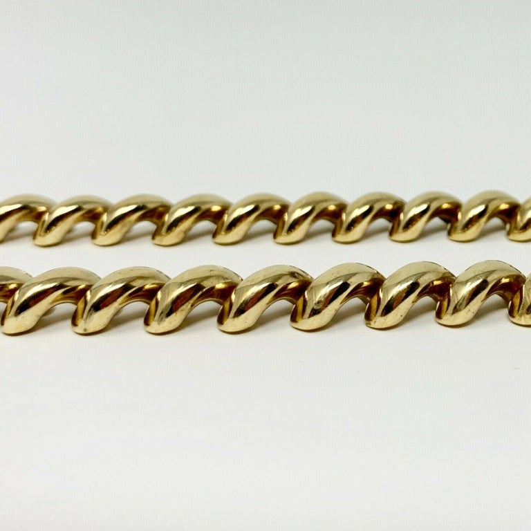 10 Karat Yellow Gold San Marco Macaroni Link Necklace For Sale at ...