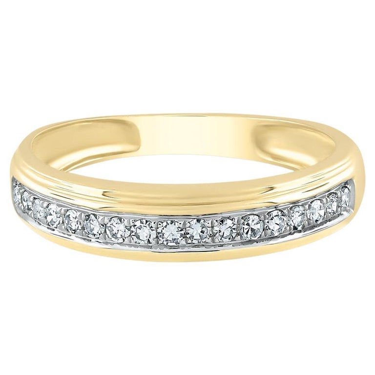 10K Yellow Gold Single Row Dimond Band Ring For Sale at 1stDibs