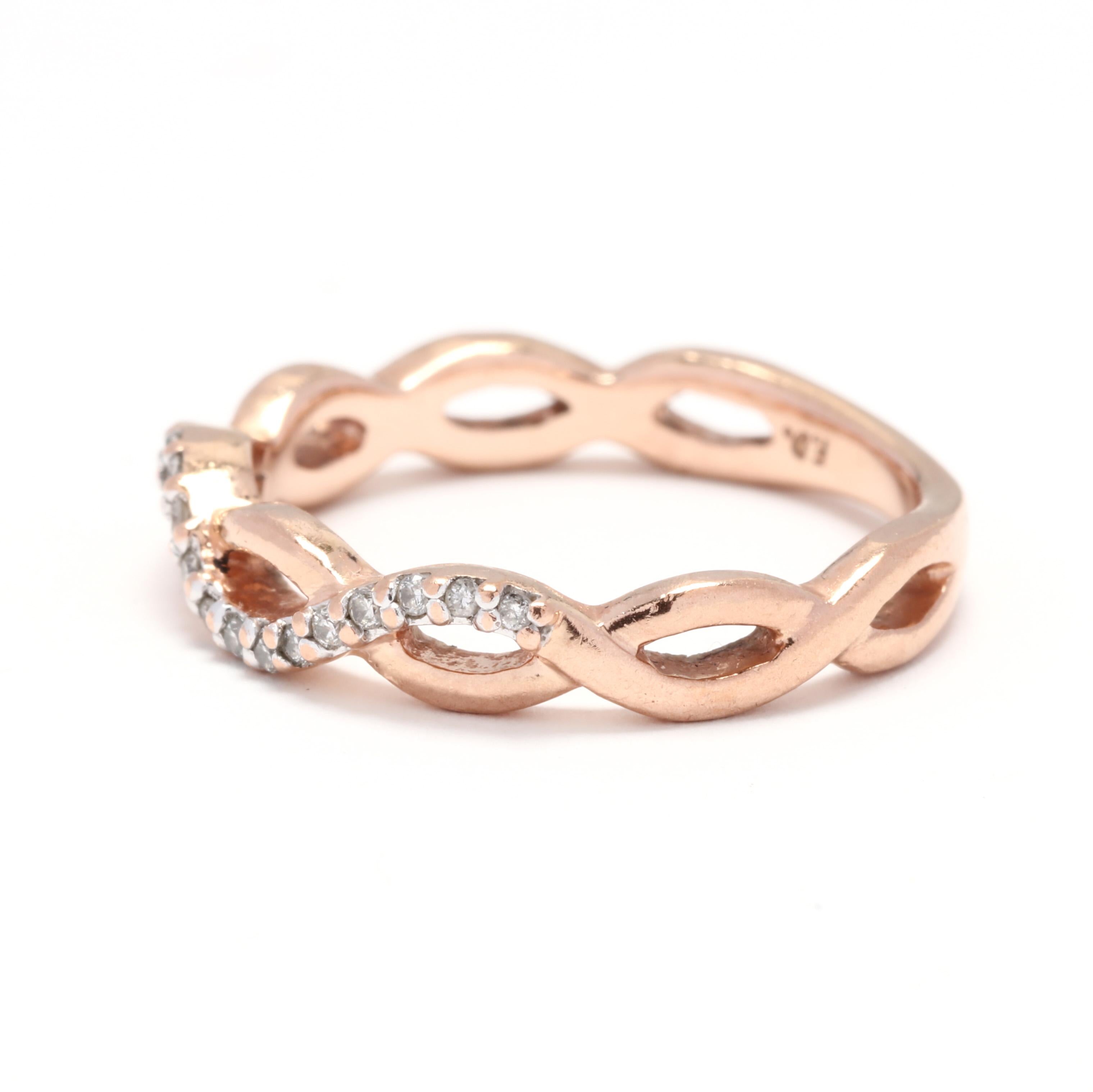10 Karat Rose Gold and Diamond Criss Cross Infinity Band Ring at ...