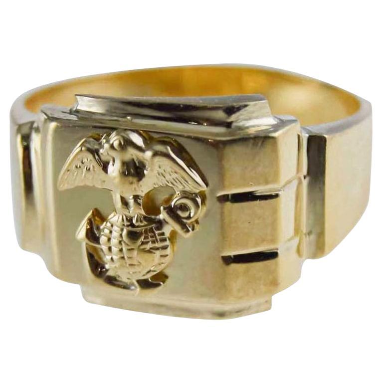 Unisex Art Deco 10Kt. Solid Gold Ring Hand Made from 1940's For Sale at ...