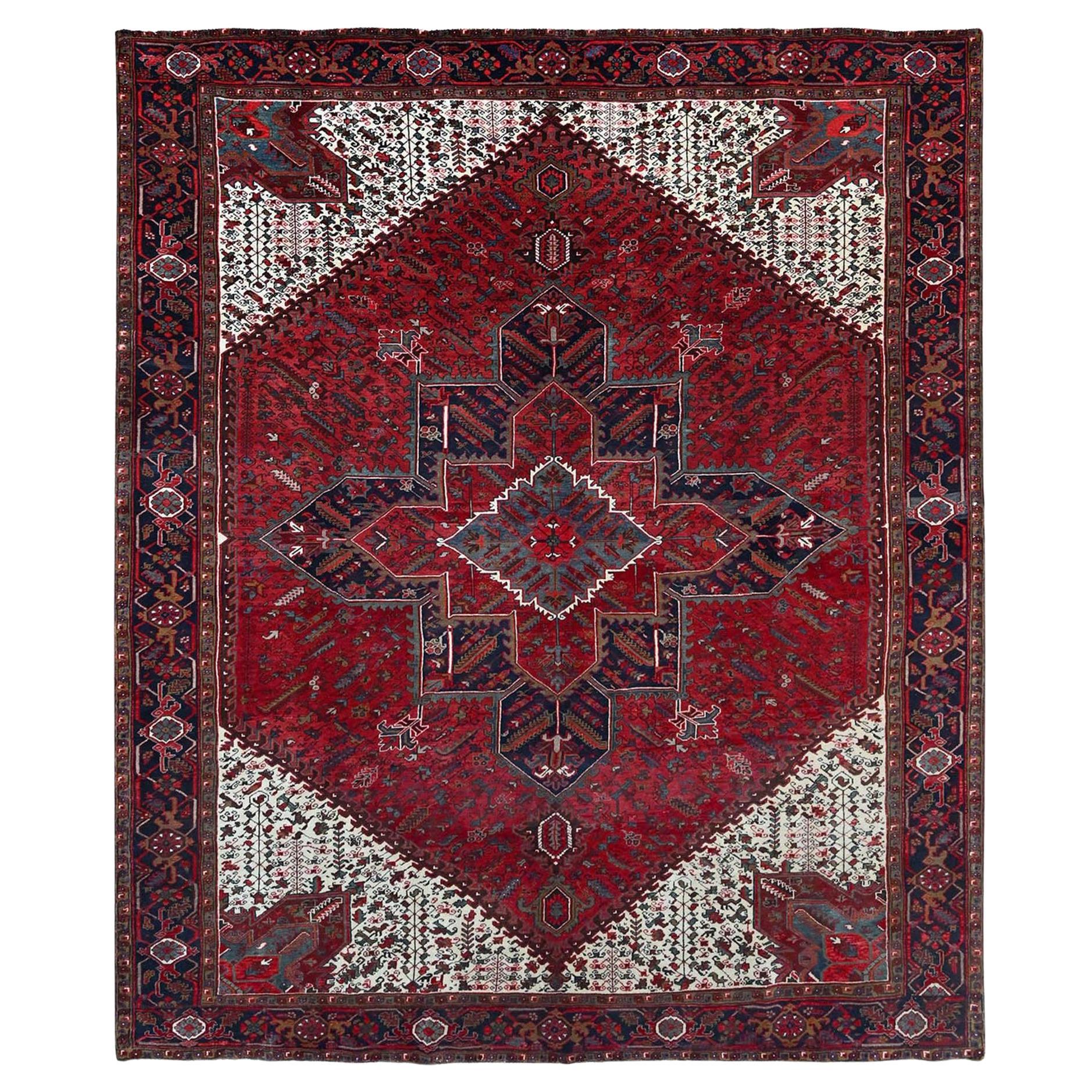 8'3"x11' Lusty Red Nomad Art Vintage Persian Heriz Pure Wool Hand ...